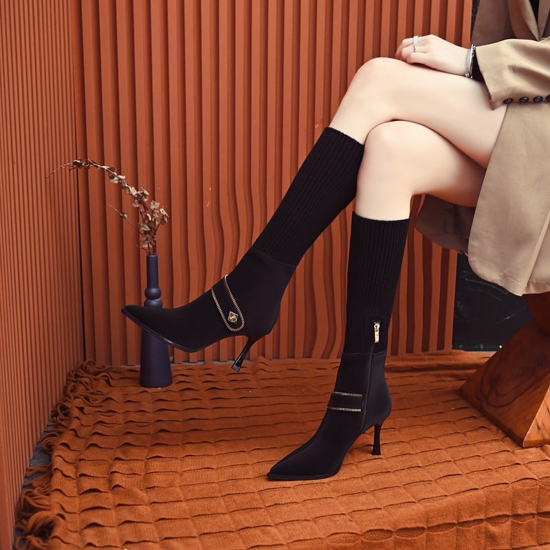 🔥🔥💖2023 winter new Korean temperament fine heel pointed female boots h – anrdre